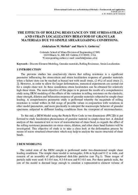 Pdf The Effects Of Rolling Resistance On The Stress Strain And Strain