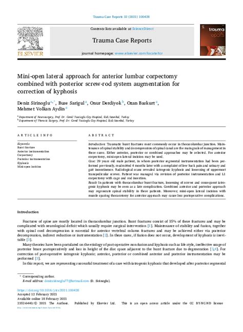 Pdf Mini Open Lateral Approach For Anterior Lumbar Corpectomy