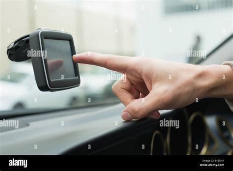 Man Using Satellite Navigation System Stock Photo Alamy