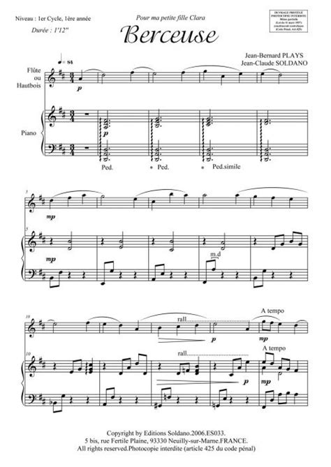 Berceuse flûte et piano Les Editions Soldano