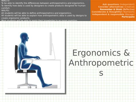 Ergonomics And Anthropometrics Teaching Resources