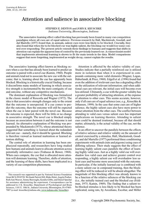 Pdf Attention And Salience In Associative Blocking