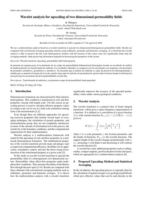 Pdf Wavelet Analysis For Upscaling Of Two Dimensional Permeability Fields