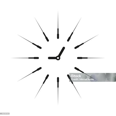 Linear Analog Clock Sunny Wall Clock Geometric Analog Clock Concept Stock Illustration