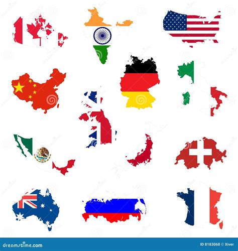 国家（地区）形状的标志 向量例证 插画 包括有 澳洲 中国 国界的 德国 印度 分级显示 货币 8183068