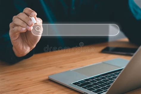 Business Man Searching Information Data On Internet On Toolbar Browser Stock Image Image Of