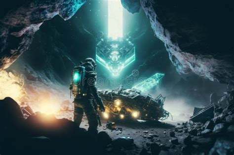 Astronaut In Space Suit Exploring An Alien Planet Generative Ai Stock