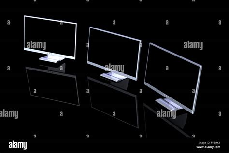 Triple Monitor Setup Stock Photo Alamy