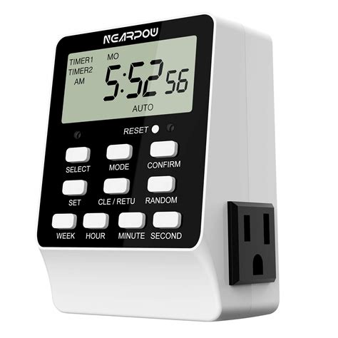 Outlet Timer Nearpow Dual Digital Light Timer With 2 Independently Controlled Outlets 18 On