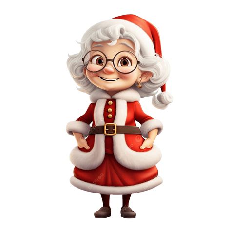 Cute Mrs Claus Standing And Smilling Cartoon Character Png Female