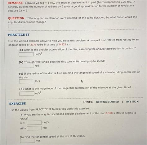 Solved REMARKS Because π rad rev the angular Chegg