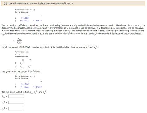 Solved Use This Minitab Output To Calculate The Correlation