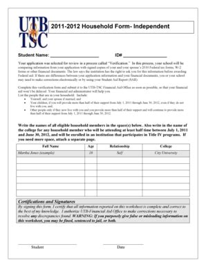 Fillable Online Utb Household Form Independent Utb Fax Email Print PdfFiller