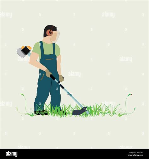Man And Lawn Mower Stock Vector Image And Art Alamy