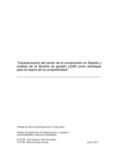 Construccion Lean En Espana Jose Ignacio Pdf Lean Manufacturing Diseño
