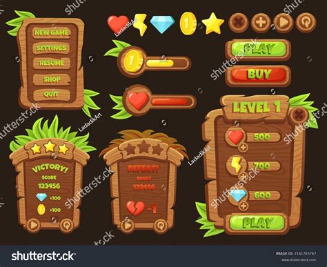 Ui Game Elements Wooden Element Menu Stock Vector Royalty Free Shutterstock