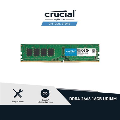 Crucial Ddr4 2666 Dual Rank Udimm Memory For Desktop 16gb