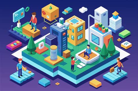 A Lively Isometric Illustration Showcases A Modern City With