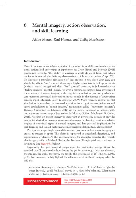 Pdf Mental Imagery Action Observation And Skill Learning