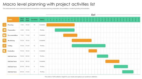 Macro Level Planning With Project Activities List Pictures Pdf