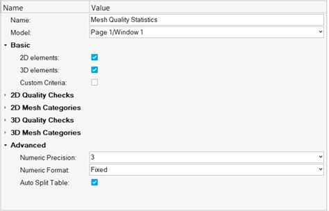 Mesh Quality Statistics