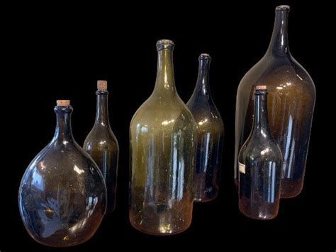 Proantic Lot Of Six Old Blown Glass Bottles