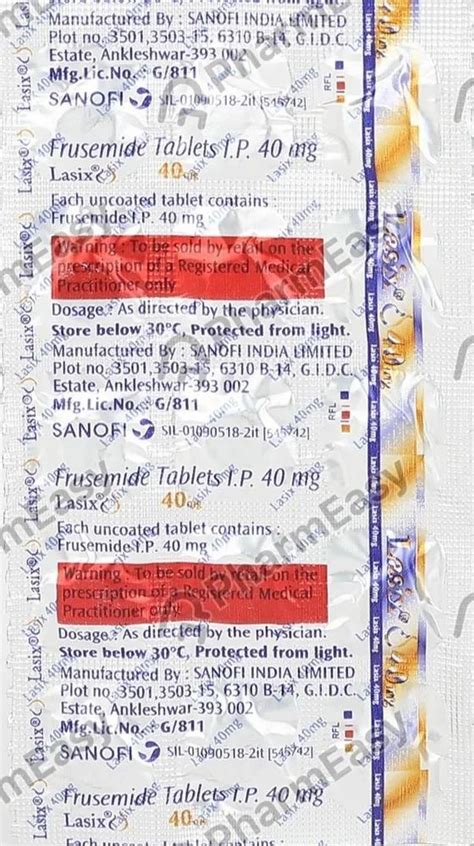 Lasix Furosemide 40mg Tablets At 15 Stripe Amravati ID 2855028396030