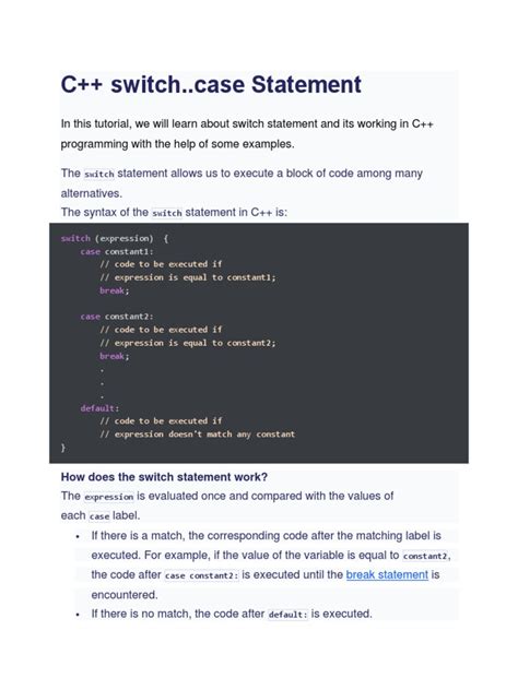 an introduction to the switch statement in c syntax usage and