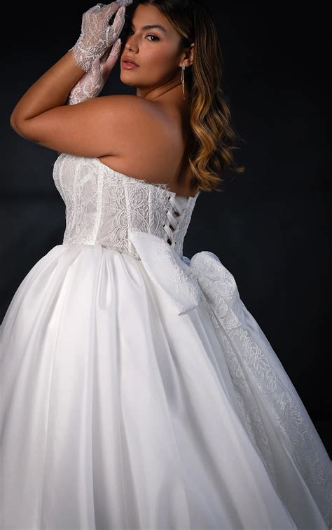 Modern Plus Size Ballgown Wedding Dress With Embroidery
