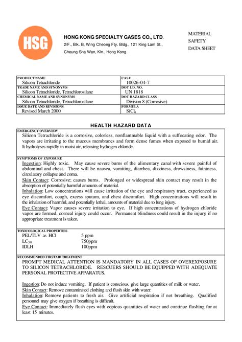 Sicl4datasheetpdf Summaries Solid State Physics Docsity