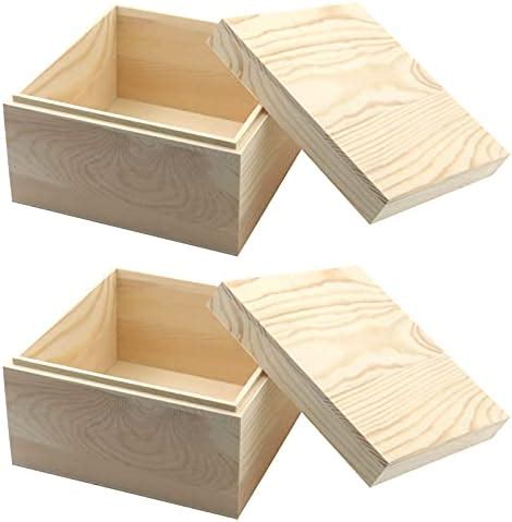 Amazon BILLIOTEAM 2 Pack Unfinished Wood Storage Box With Slide