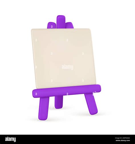 3d Realistic Easel With Empty Canvas Easel With Poster In Cartoon