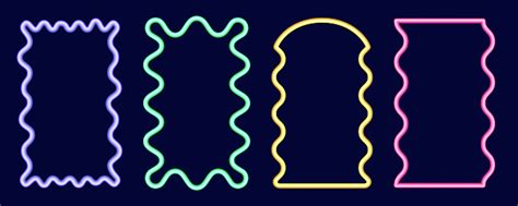 Wavy Rectangle Border Frame Squiggle Edge Box Neon Color Scallop Groovy Shape Retro Aesthetic