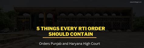 5 Things Every Rti Order Should Contain Orders Punjab And Haryana High