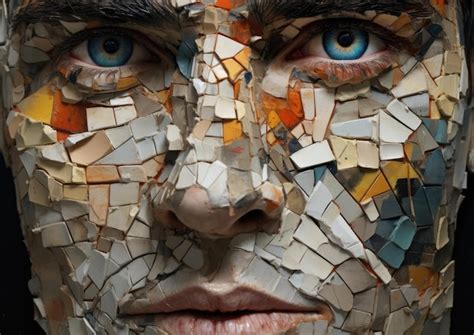 Premium Ai Image An Abstract Composition Featuring A Freckled Mans Face Fragmented Into