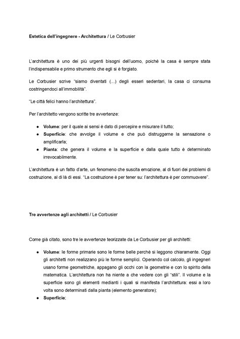 Verso Una Architettura Di Le Corbusier Appunti Di Urbanistica Docsity