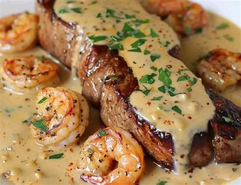 Steak In Creamy Cajun Shrimp Sauce Full Recipe