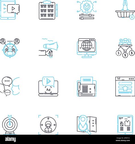 Social Analytics Linear Icons Set Metrics Engagement Insights