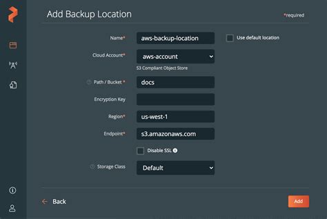 configure a backup location