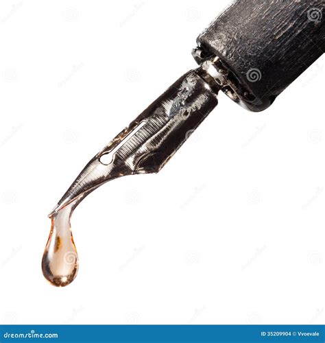 Macro View Of Drop Fluid On Tip Of Pen Stock Photo Image Of