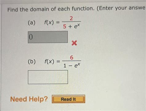 Solved Find The Domain Of Each Function Enter Your