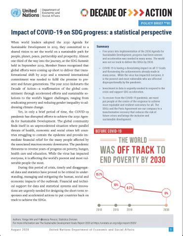UN DESA Policy Brief Impact Of COVID On SDG Progress A Statistical Perspective