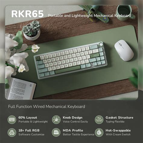 RK ROYAL KLUDGE R65 Wired Mechanical Keyboard With Volume Knob 60