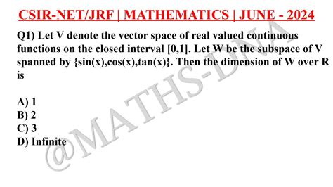 CSIR NET JRF MATHEMATICS JUNE 2024 IMPORTANT QUESTIONS LINEAR ALGEBRA