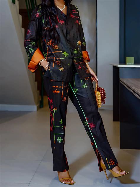 High Waist Regular Fit Urban Abstract Fashion Pants Stylewe