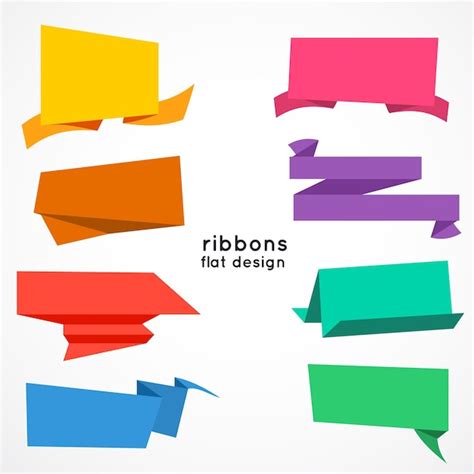 Conjunto De Cintas Vectoriales De Colores Plano Vector Premium