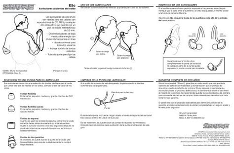Shure E C User Guide Spanish