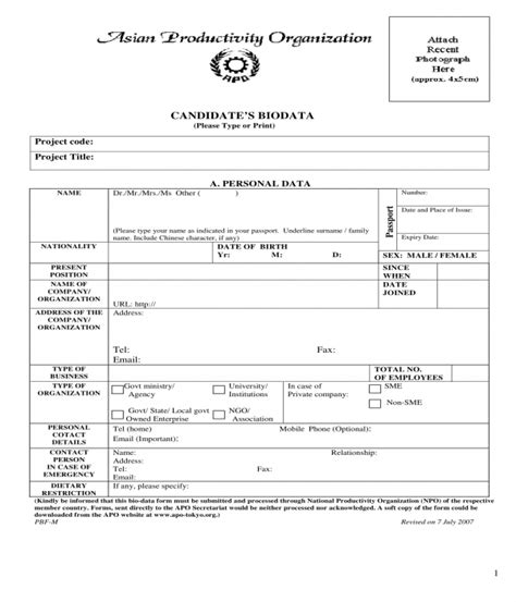 Bio Data Form Declaration Bank2home