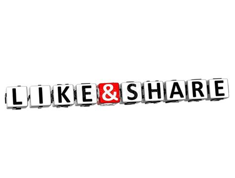 3D Like And Share Button Click Here Block Text Stock Illustration
