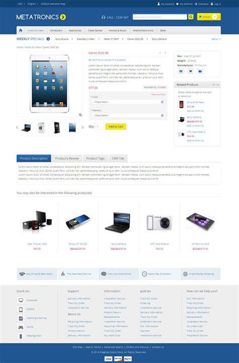 Meta Tronics Magento Responsive Theme Magento Web Template Design